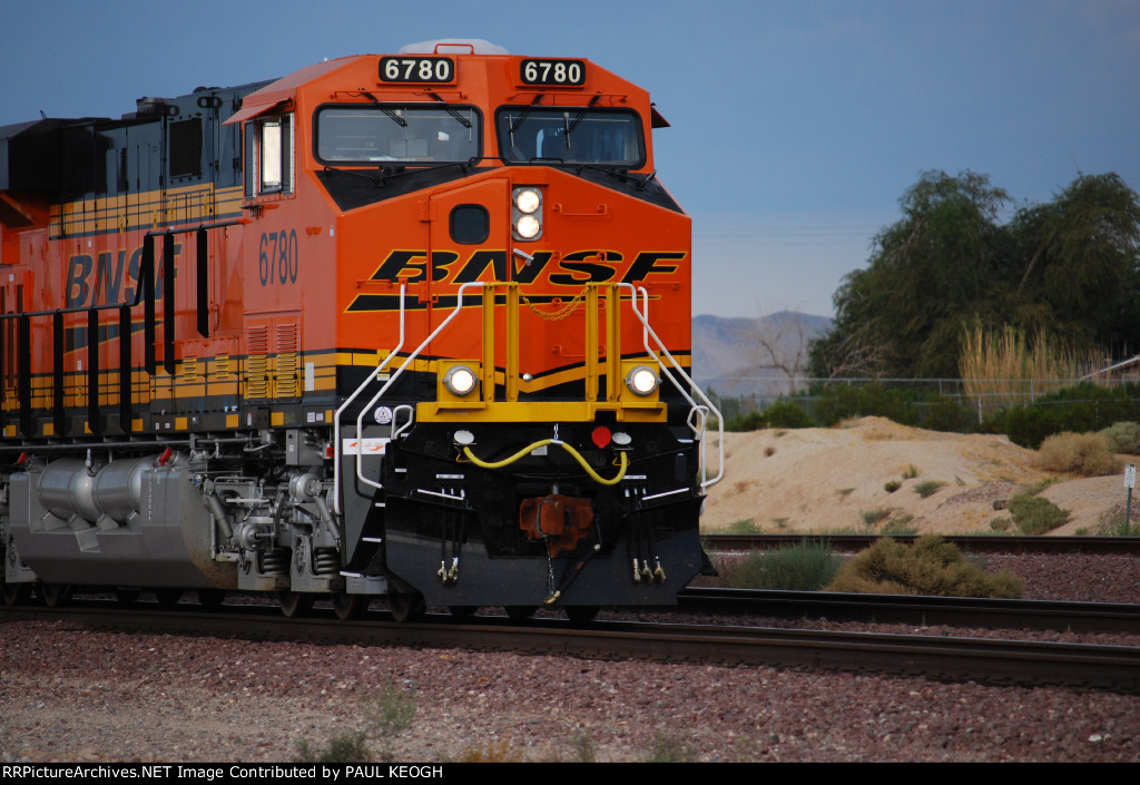 In Your Face Shot of the BNSF 6780 8 Day Old Very, Very Brand New C4 as she leads a Hot Z into ...